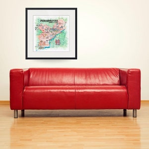 Philadelphia Pennsylvania USA Illustrated Map With Main Roads Landmarks ...
