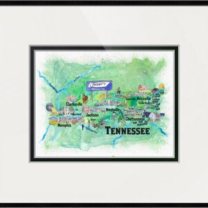 USA Tennessee State Travel Poster Map With Tourist Highlights - Etsy
