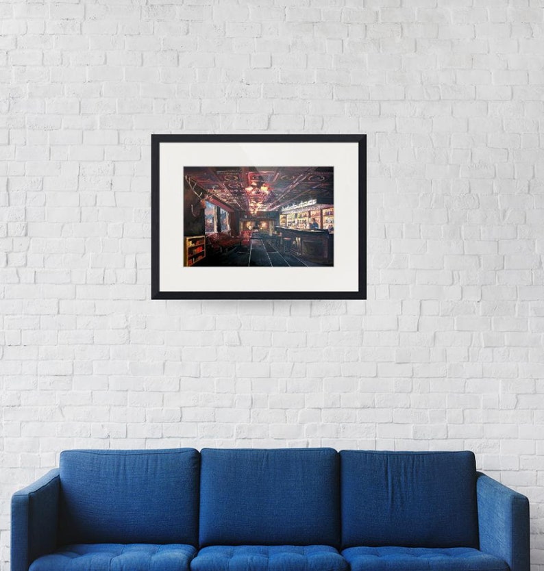 Romantic Night at Rustic Fireside Bar Scene With Village - Etsy