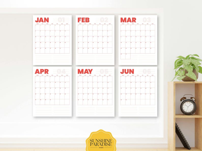Elegant 2026 Monthly Planner, Monday Start, Minimalist Portrait Wall ...
