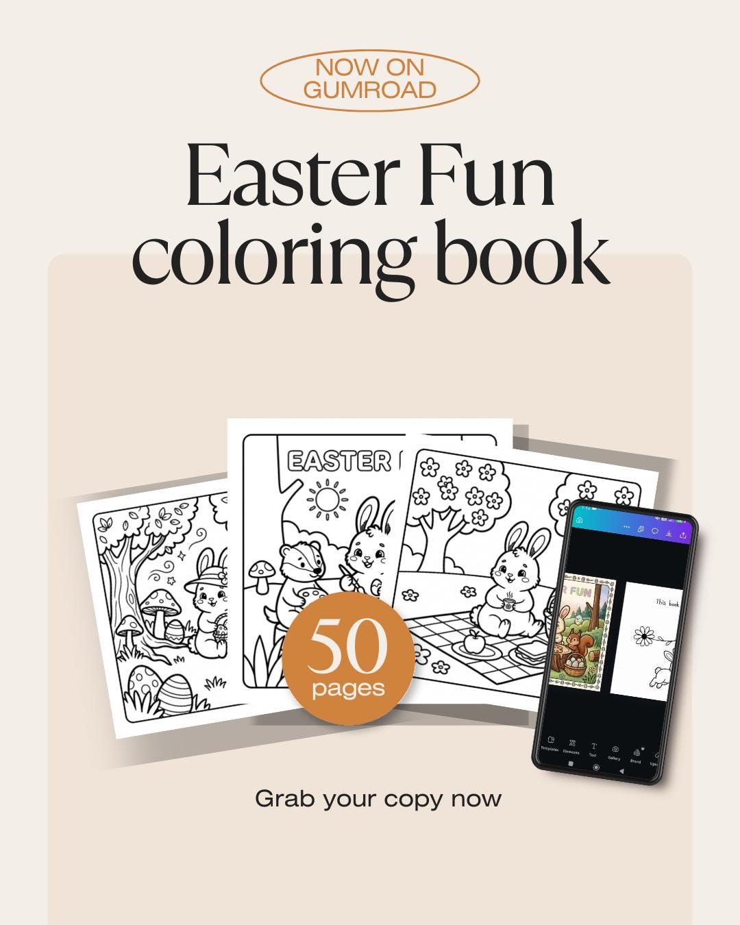 Easter Fun Coloring Book for Kids, Printable Easter Bunny Coloring ...