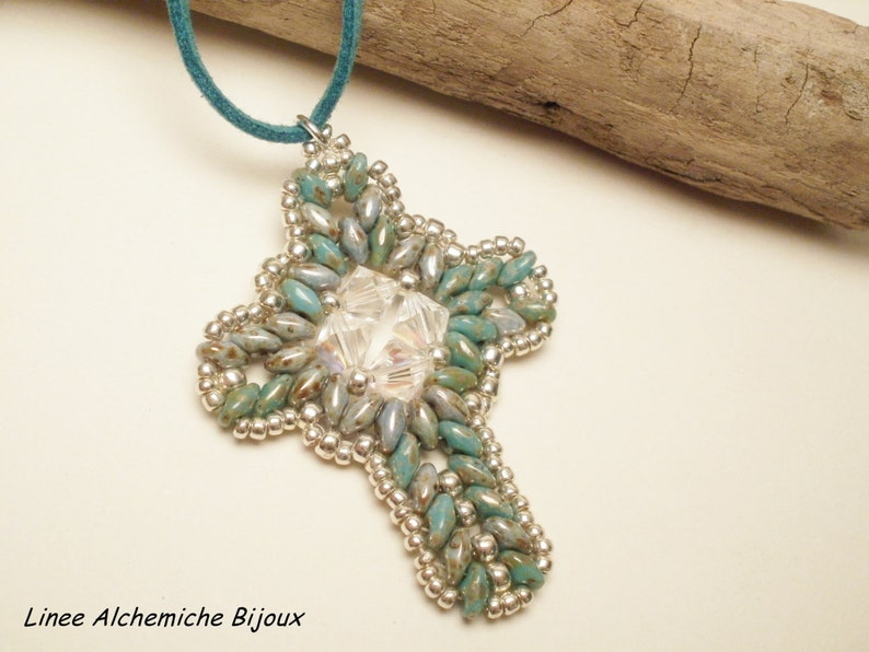 Cross Pattern With Superduo Beads and Swarovski, Beaded Cross With ...