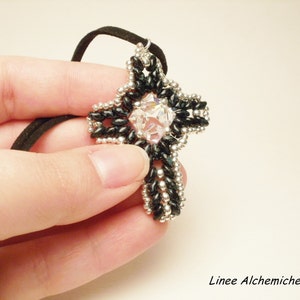 Cross Pattern With Superduo Beads and Swarovski, Beaded Cross With ...