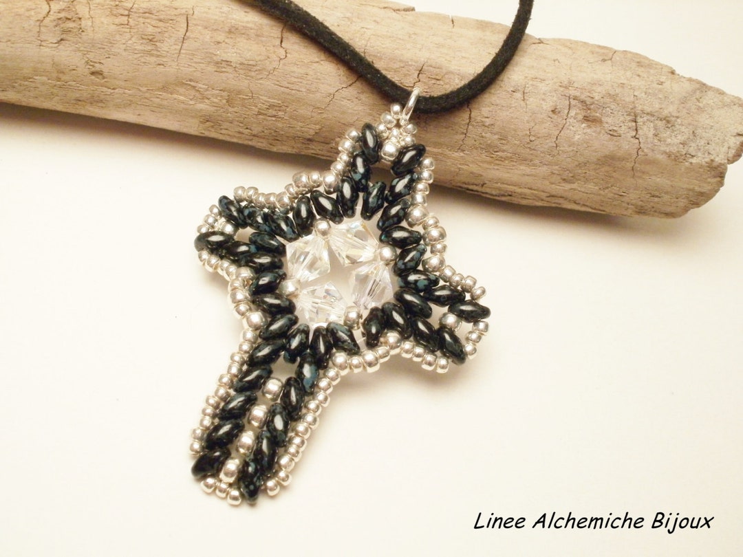 Cross Pattern With Superduo Beads and Swarovski, Beaded Cross With ...