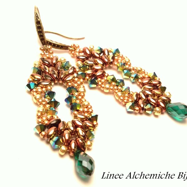 Tutorial perline, Orecchini Notre-Dame, Schema di perline con rocailles e mezzi cristalli - Etsy ...