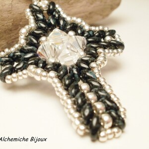 Cross Pattern With Superduo Beads and Swarovski, Beaded Cross With ...