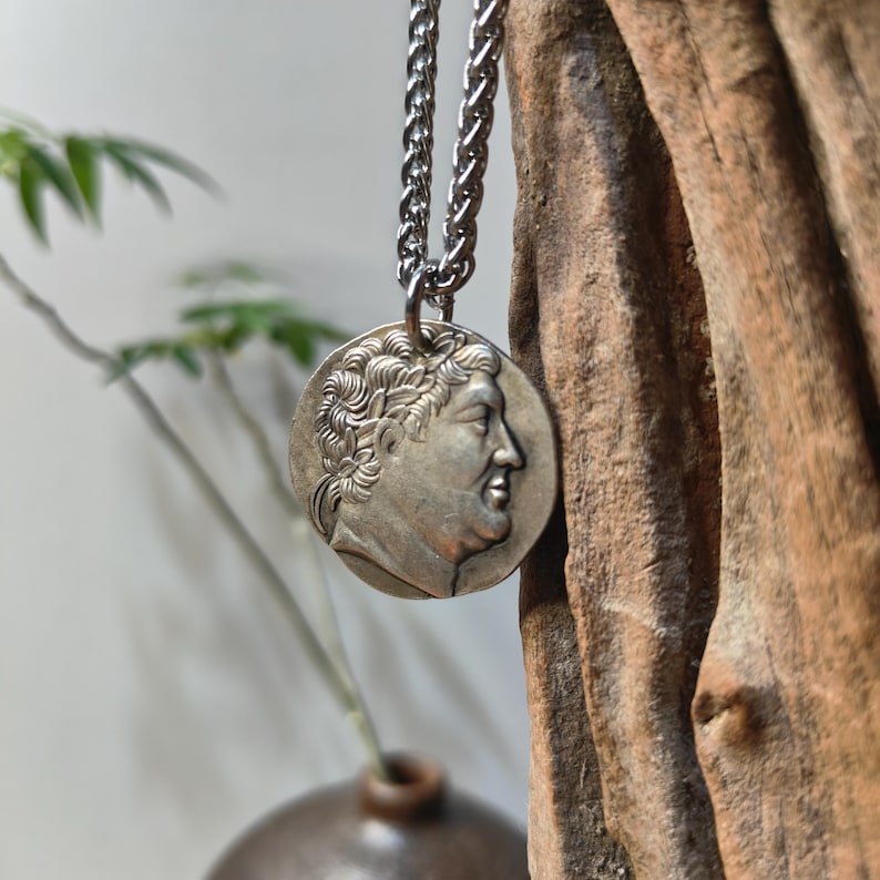 Handmade Ancient Greek Silver Coin Necklace Vintage Atalus Pendant ...