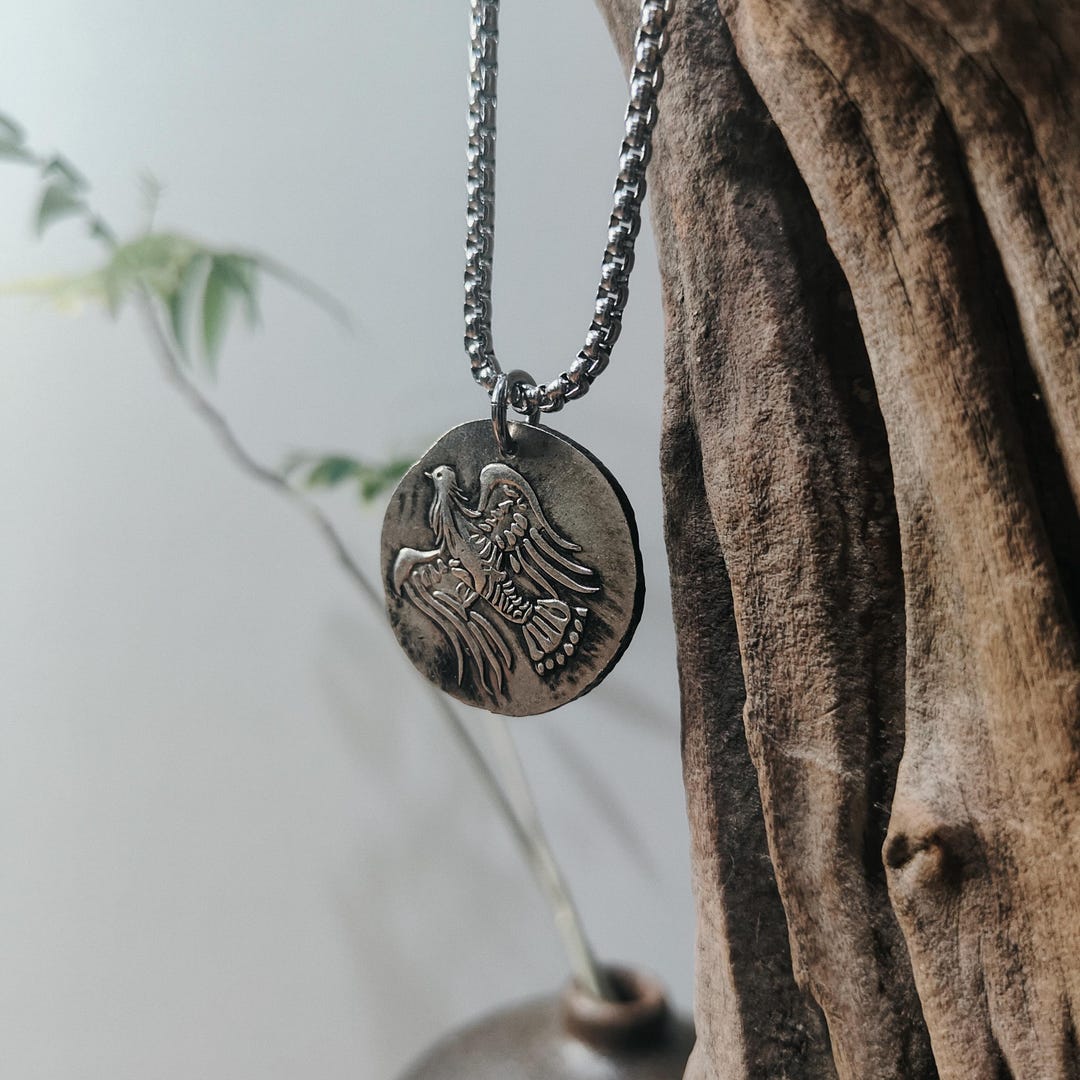 Handmade Ancient Greek Silver Coin Necklace Vintage Cretan Eagle ...