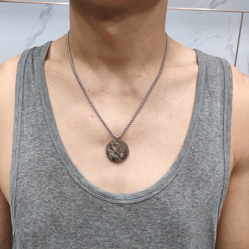 Handmade Ancient Greek Silver Coin Necklace Vintage Cretan Eagle ...