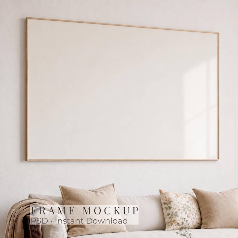 Horizontal Frame Mockup, DIN A Poster Mockup, Large Wall Art Mockup ...