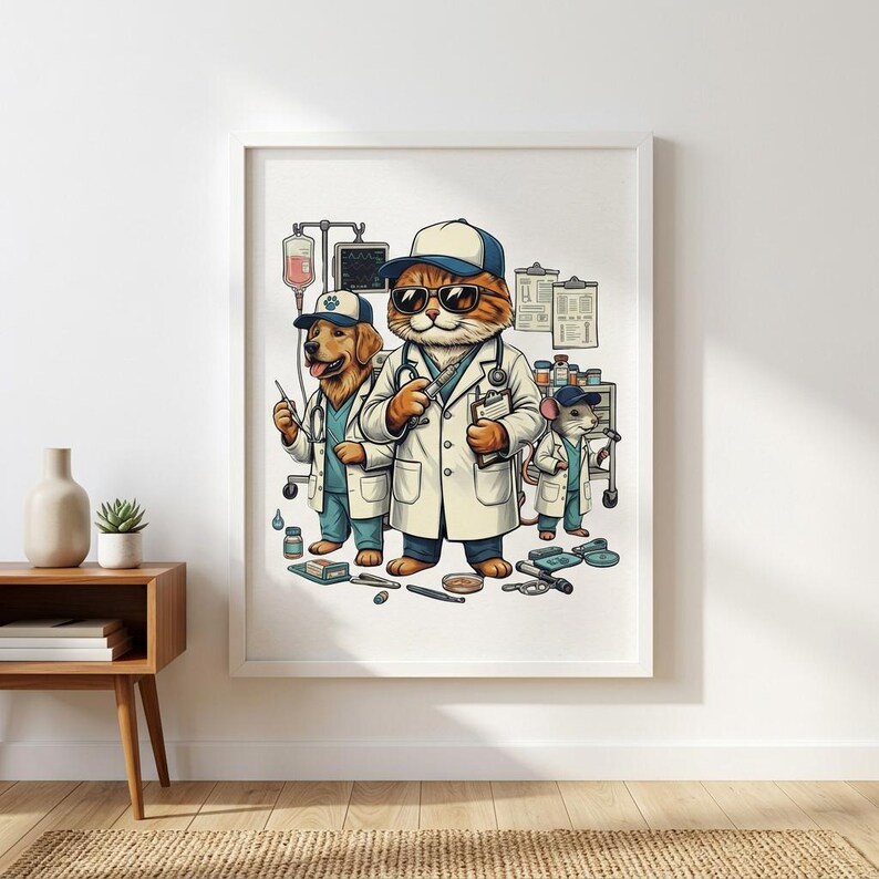 Doctors Team Animals Art | Cat, Dog, Mouse Doctors (digital Download ...