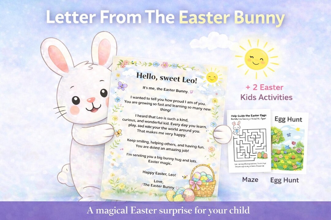 Personalized Easter Bunny Letter | Kids Easter Activity Pages (PDF ...