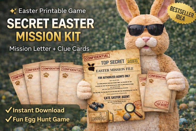 Secret Easter Mission Kit, Printable Egg Hunt Clue Cards (digital ...