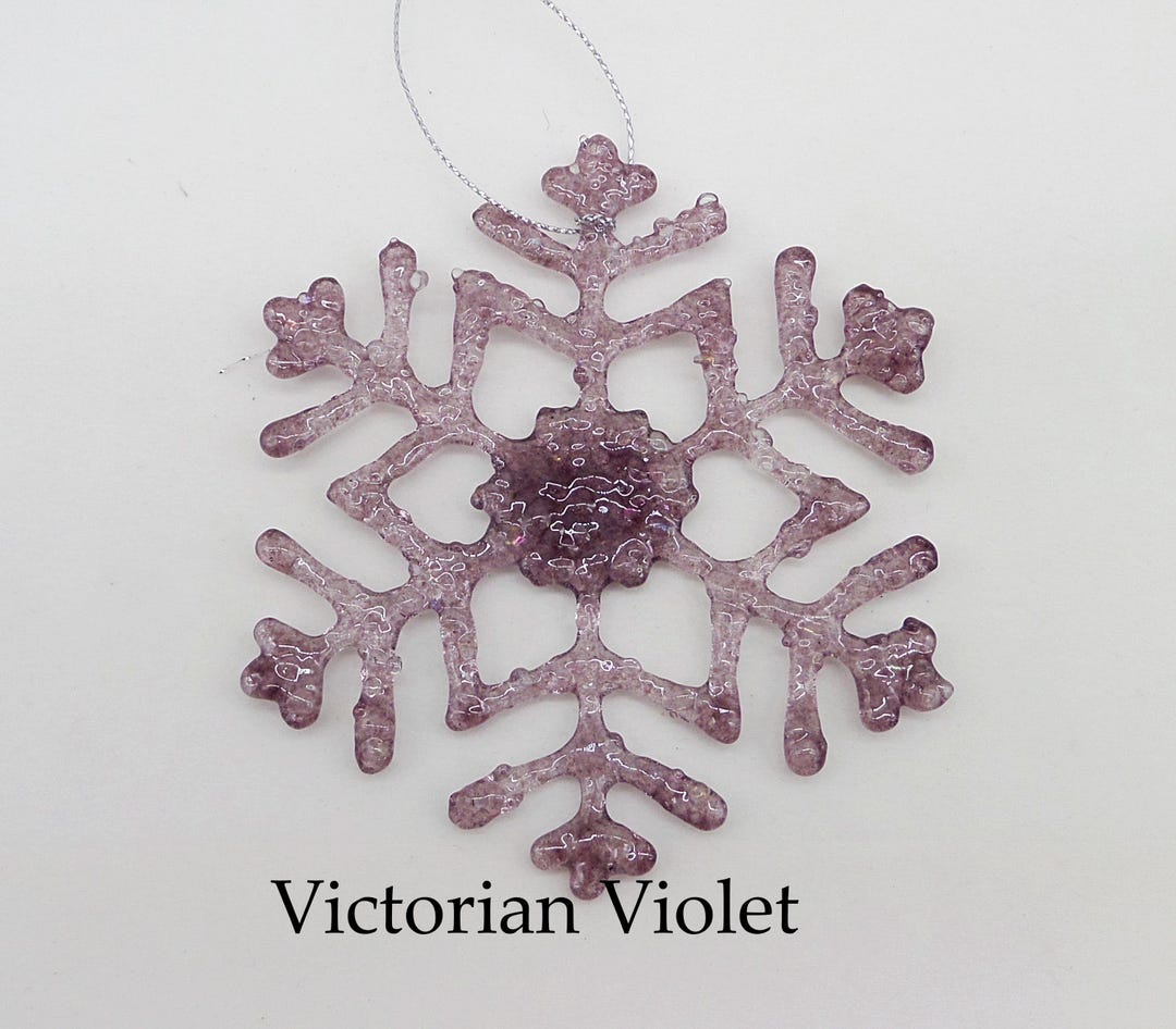Glass Snowflake Ornament: Victorian Violet Handmade Winter Suncatcher ...