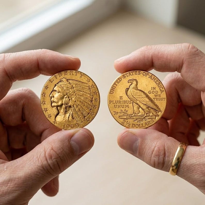 1908 Indian Head Quarter Eagle Classic U.S. Coin Collectible American ...