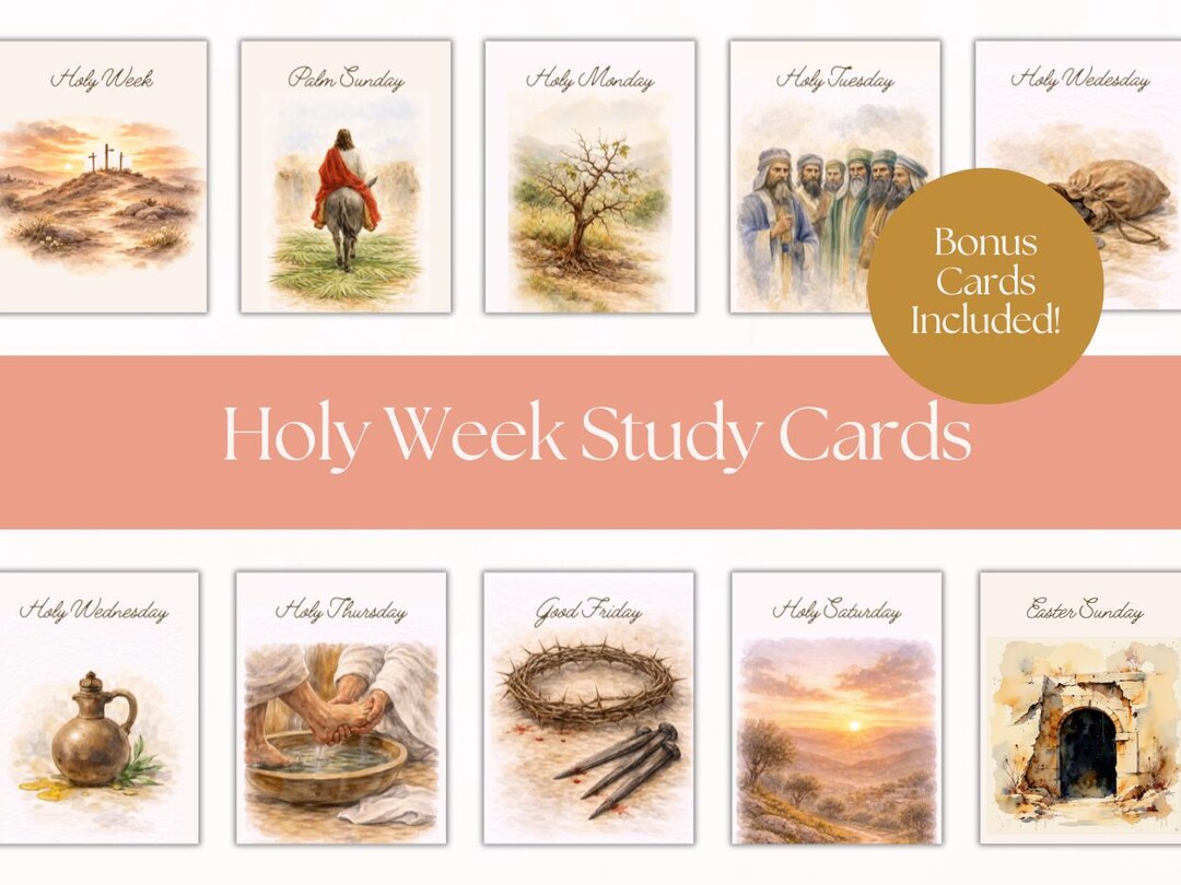 Holy Week Study Cards Printable, Christian Holy Week Devotional Cards ...