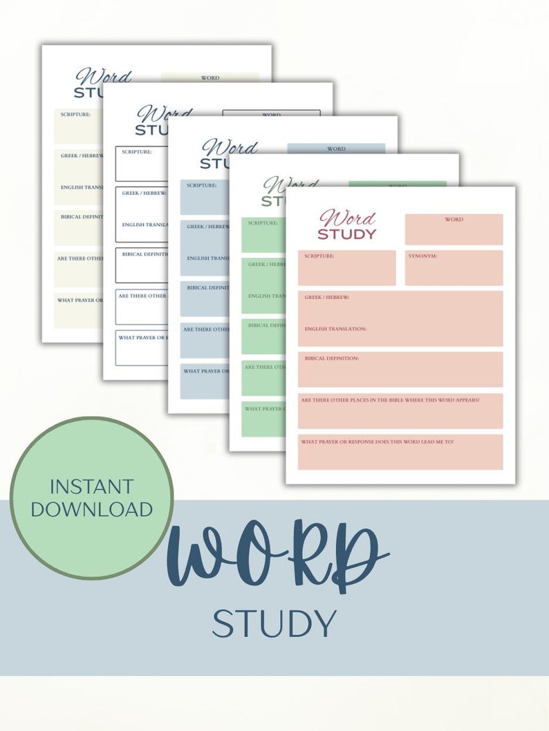Bible Word Study Printable | Scripture Word Study Worksheet | Biblical ...