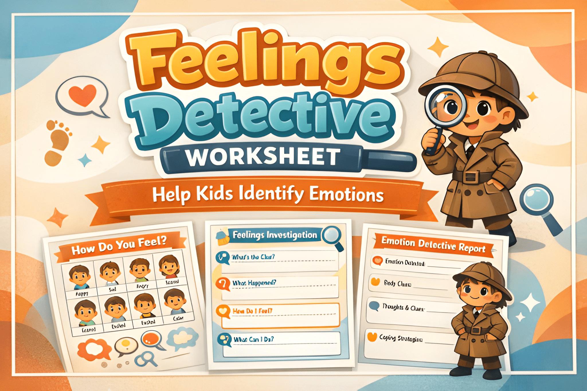 Feelings Detective Worksheet for Kids, Emotions Chart, Coping Skills ...