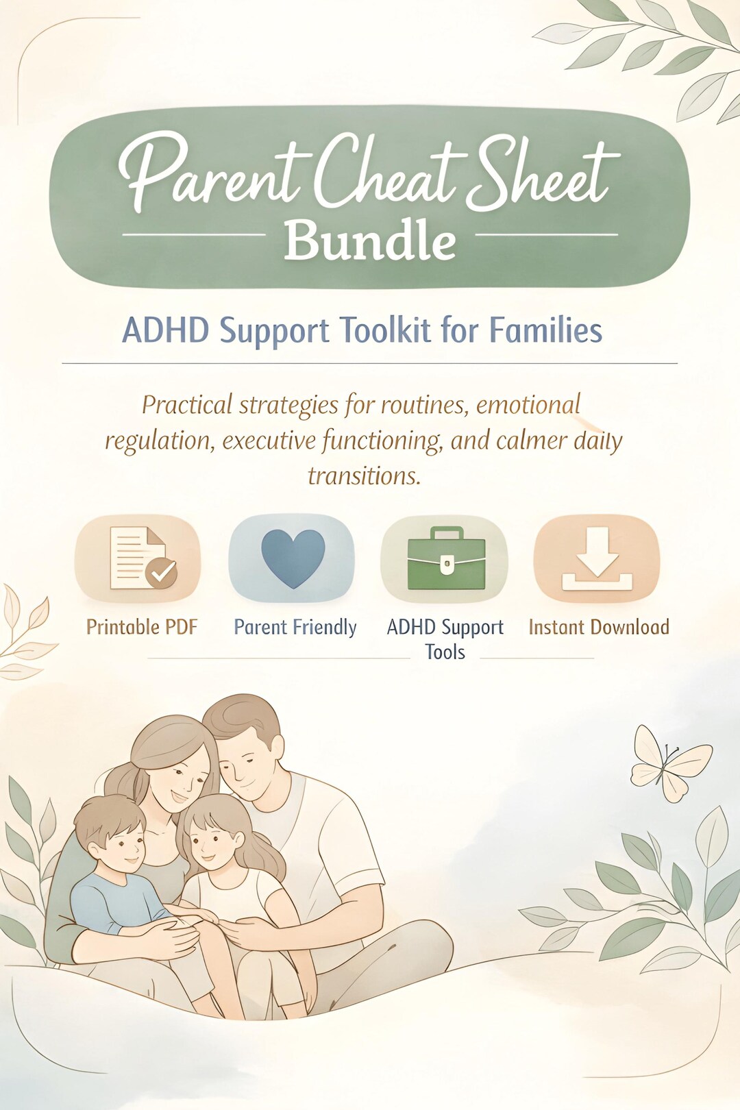 ADHD Parent Cheat Sheet Bundle, Emotional Regulation, Routines ...
