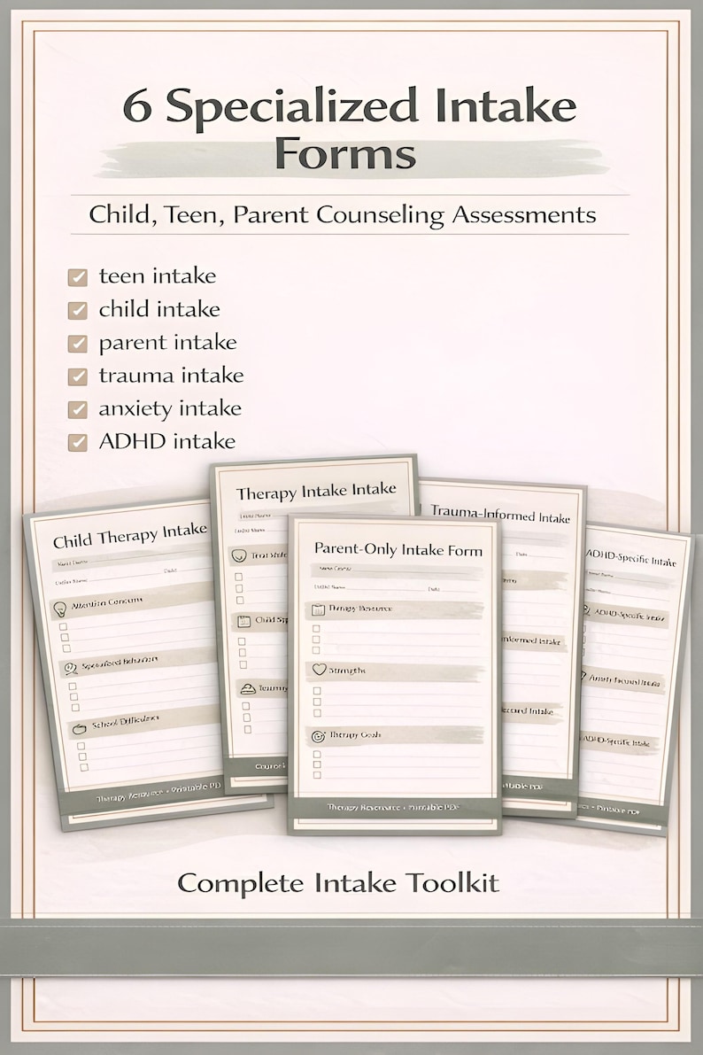 Therapy Intake Forms Bundle, Child Teen Parent Counseling Assessment ...