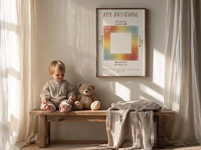 Box Breathing Poster for Kids Printable | Square Breathing Exercise ...