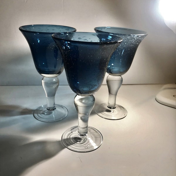 Blue Bubble Glass Etsy