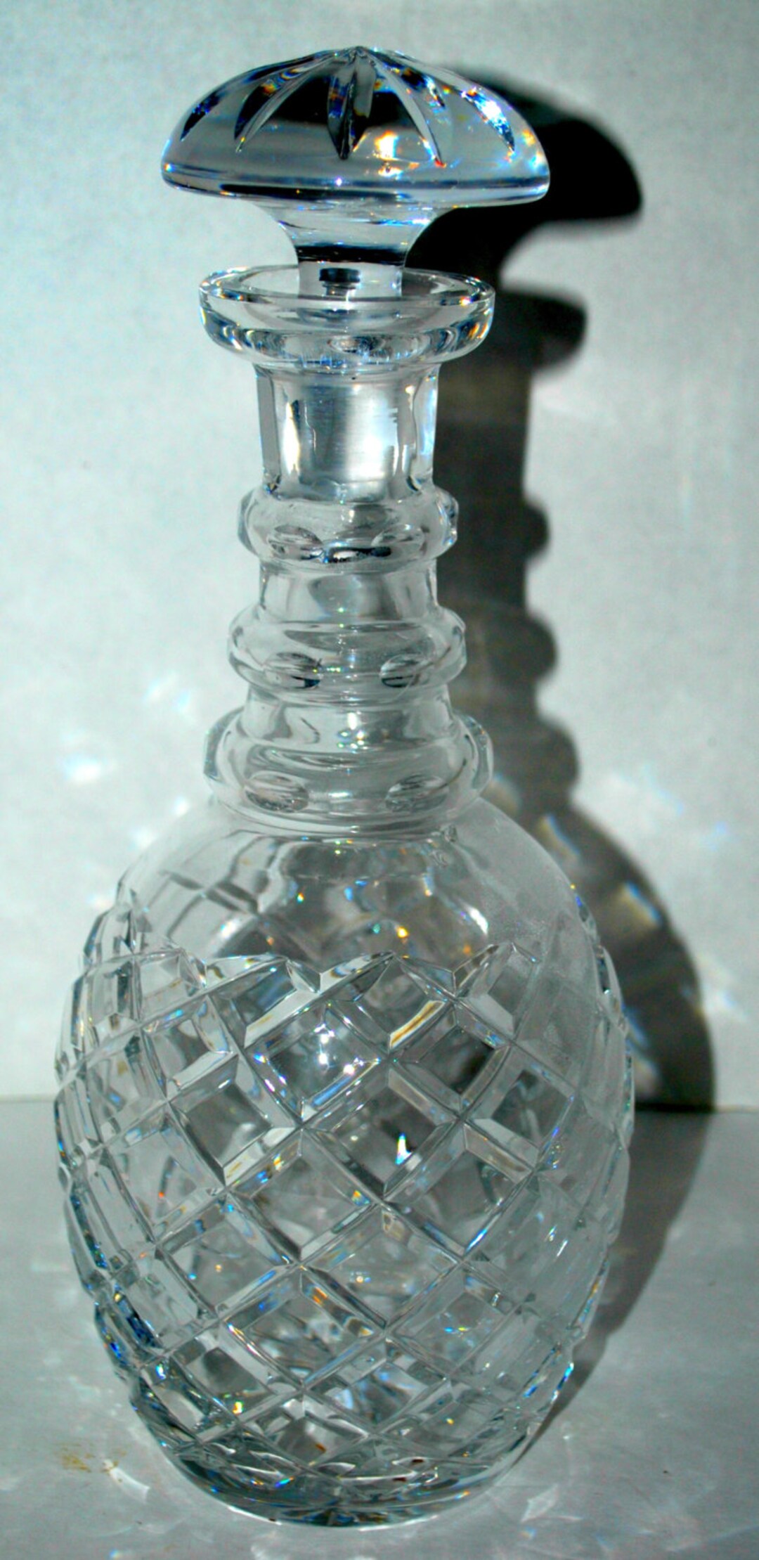 Cut Glass Decanter 3 Ring Neck Vintage Barware Decanter Vintage Glass ...