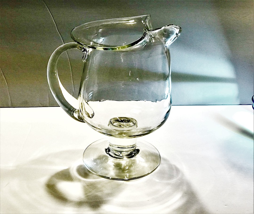 Vintage Hand Blown Glass Pitcher Martini Pitcher Barware Ice Tea ...