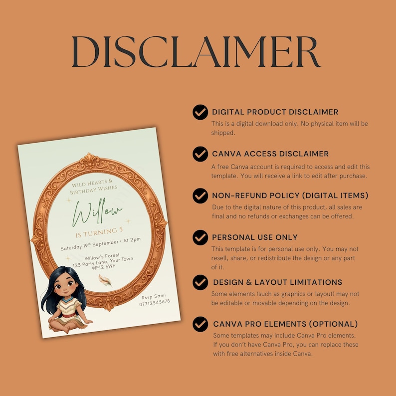 Pocahontas Invitation | Birthday Party | Princess Celebration | 5x7 ...