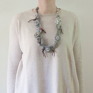 Long Denim Necklace, Recycled Jeans Jewelry, Eco Friendly Textile ...