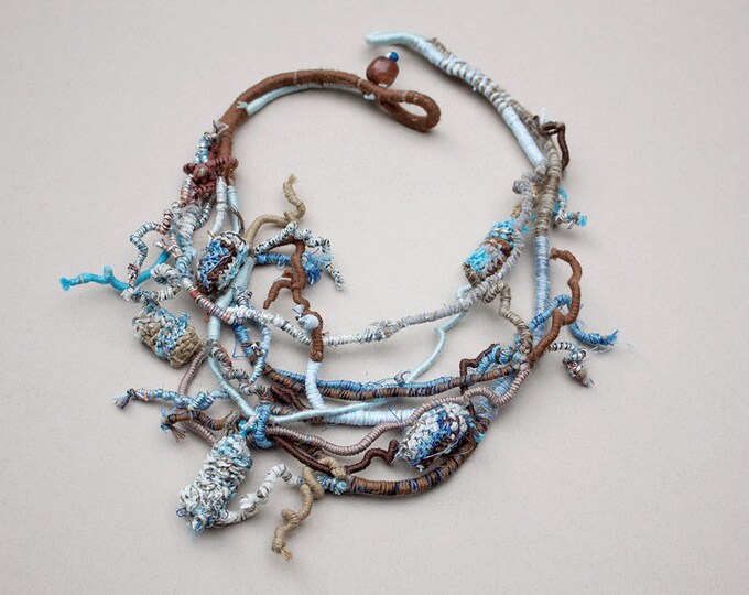 Fiber Art Necklace Statement Hand Wrapped Jewelry With - Etsy