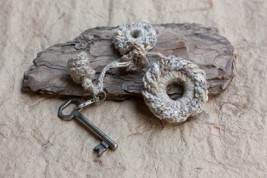 Beige flower keychain fiber keychain crochet keychain | Etsy
