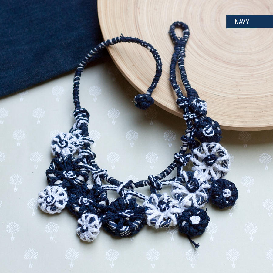 Recycled Textile Necklace, Eco-friendly Floral Jewelry, Fiber Statement ...