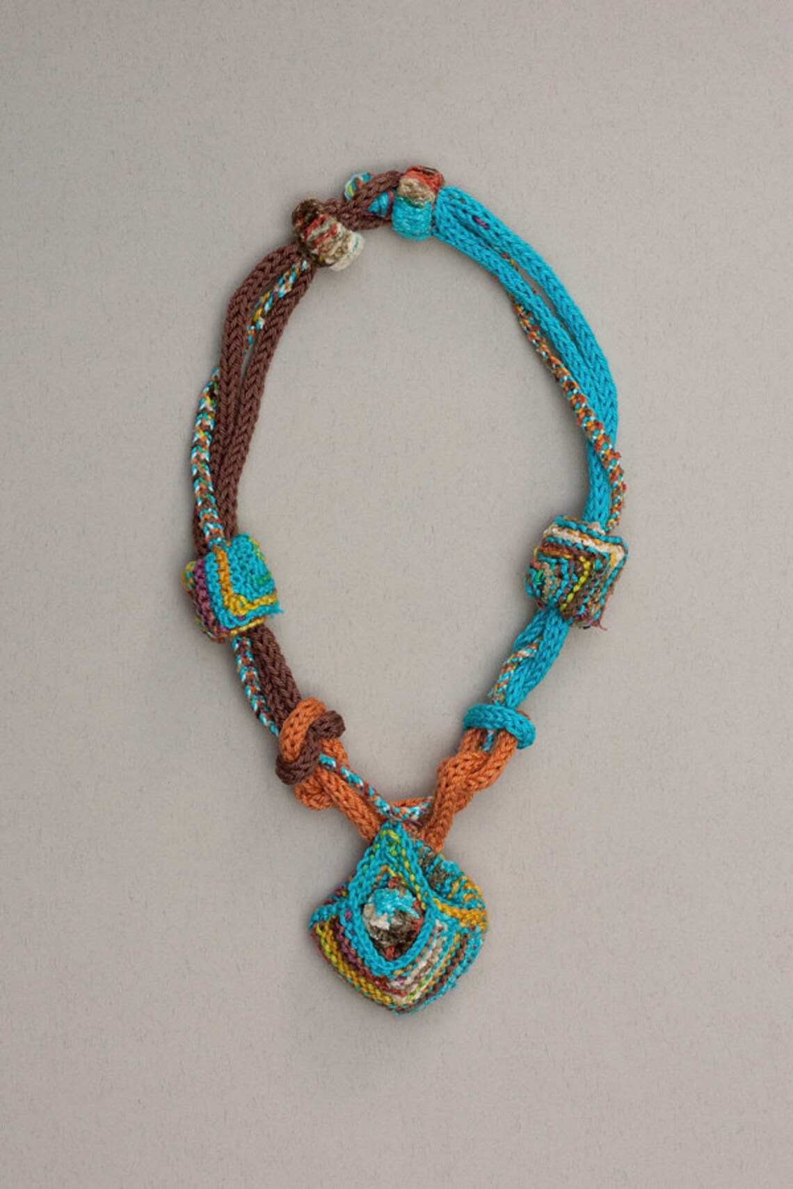 Knitted Multistrand Necklace, Tribal Statement Jewelry, Fiber Ethnic ...