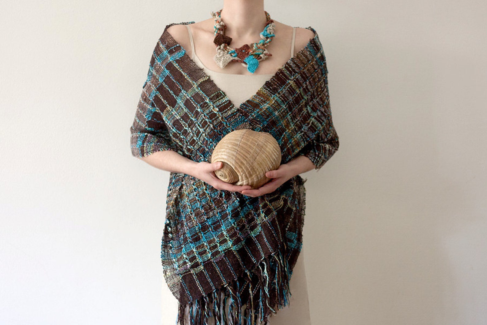 Statement Necklace Knitted Necklace Fiber Art Jewelry Fiber - Etsy