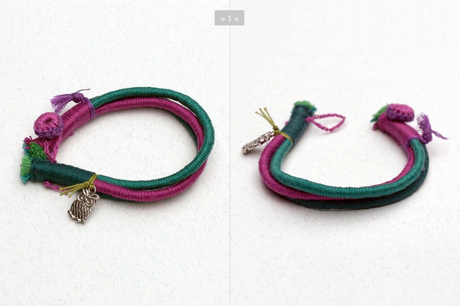Friendship Bracelet Fiber Art Jewelry Wrapped With Metal - Etsy