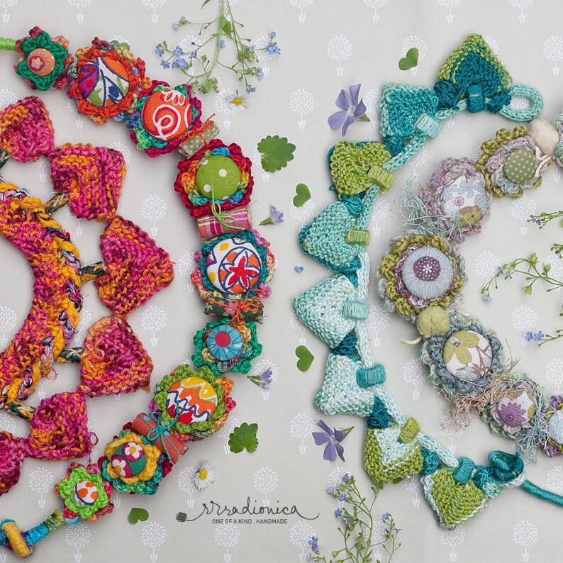 Colorful Tribal Necklace Fiber Statement Jewelry Unique - Etsy