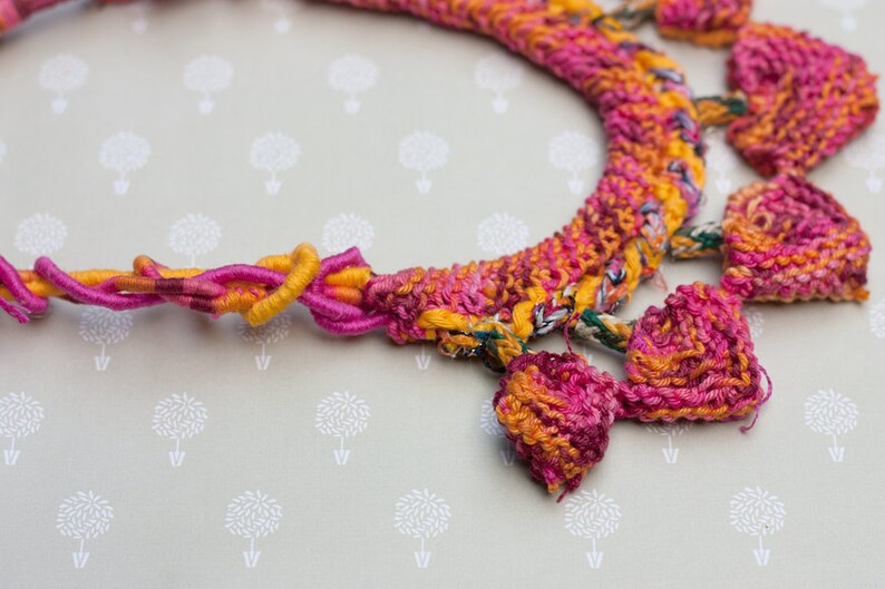 Colorful Tribal Necklace Fiber Statement Jewelry Unique - Etsy