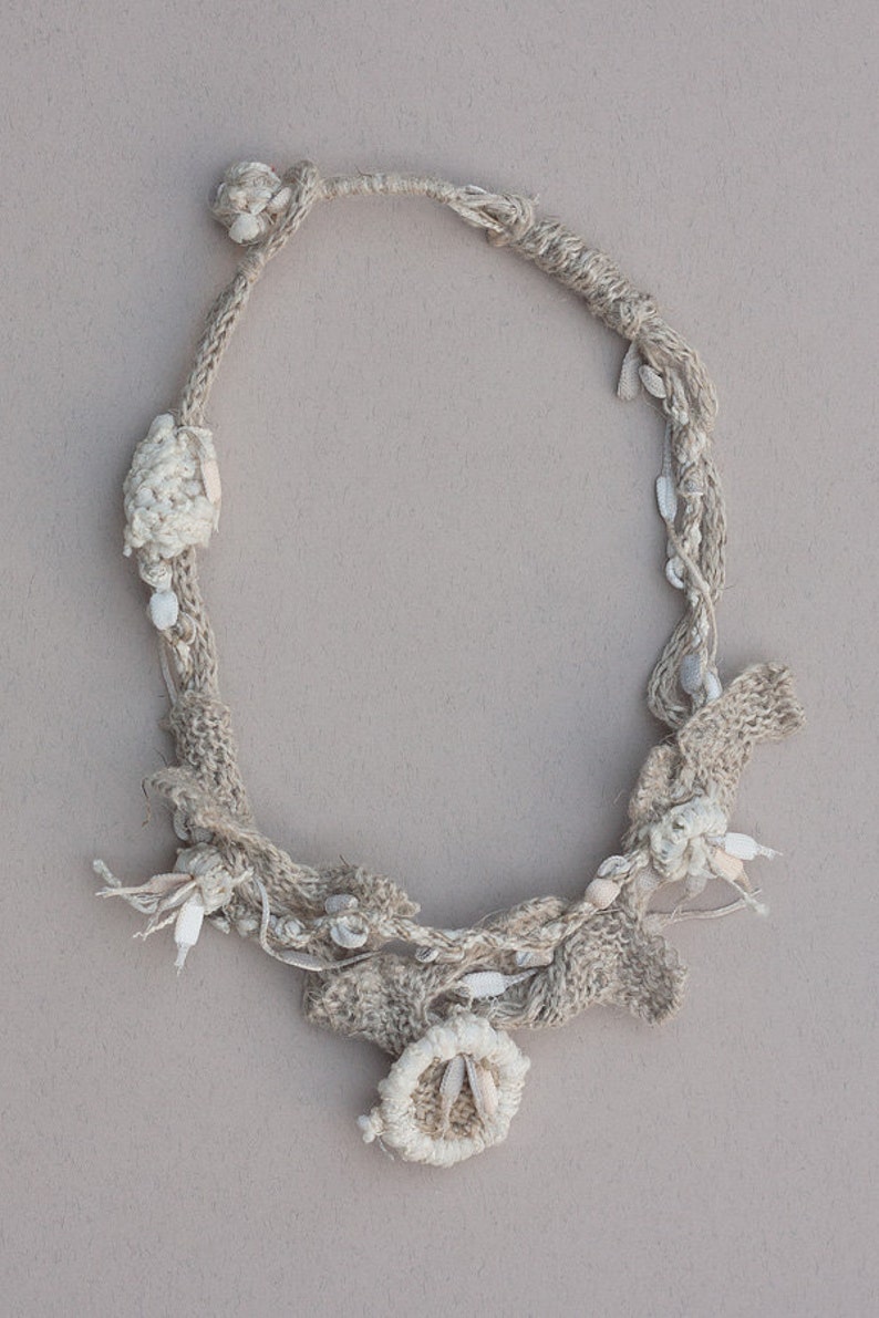 Multi Strand Necklace, Knitted Necklace, Rustic Necklace, Knitted ...