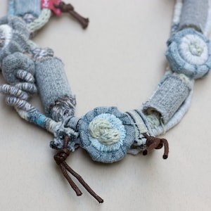 Long Denim Necklace, Recycled Jeans Jewelry, Eco Friendly Textile ...
