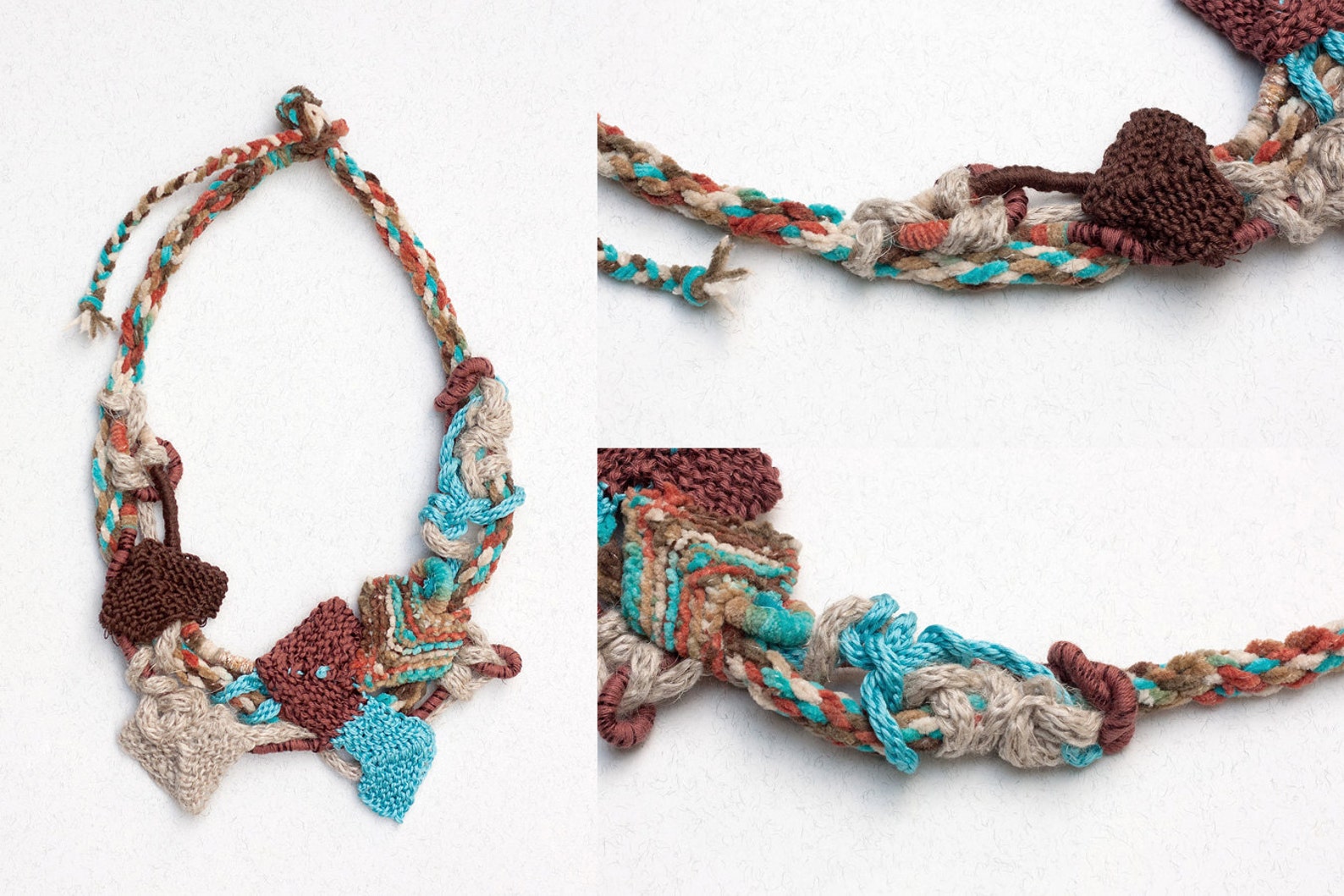 Statement Necklace Knitted Necklace Fiber Art Jewelry Fiber - Etsy