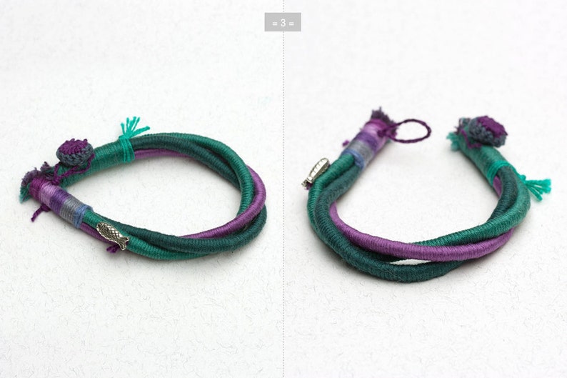 Friendship Bracelet Fiber Art Jewelry Wrapped With Metal - Etsy
