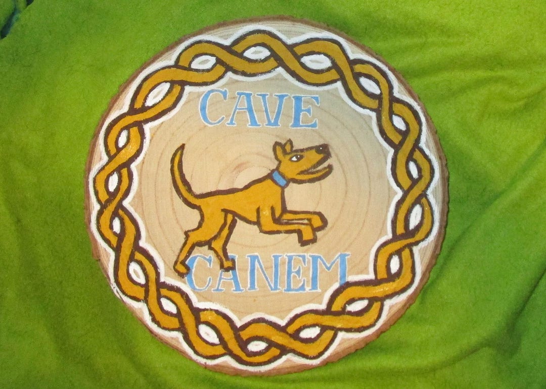 Wooden Sign Beware of Dog in Latin CAVE CANEM - Etsy