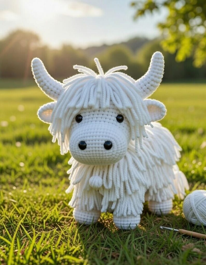 Low Sew - Highland Cow Crochet Pattern – Shaggy Yak Amigurumi PDF, Fur ...
