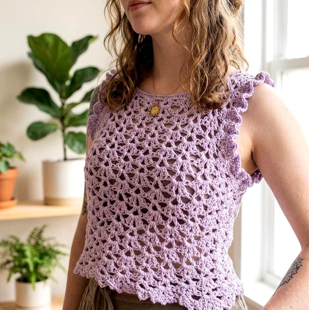 Hafwen Crochet Top Pattern, Boho Summer Tank Top, Made to Measure PDF ...