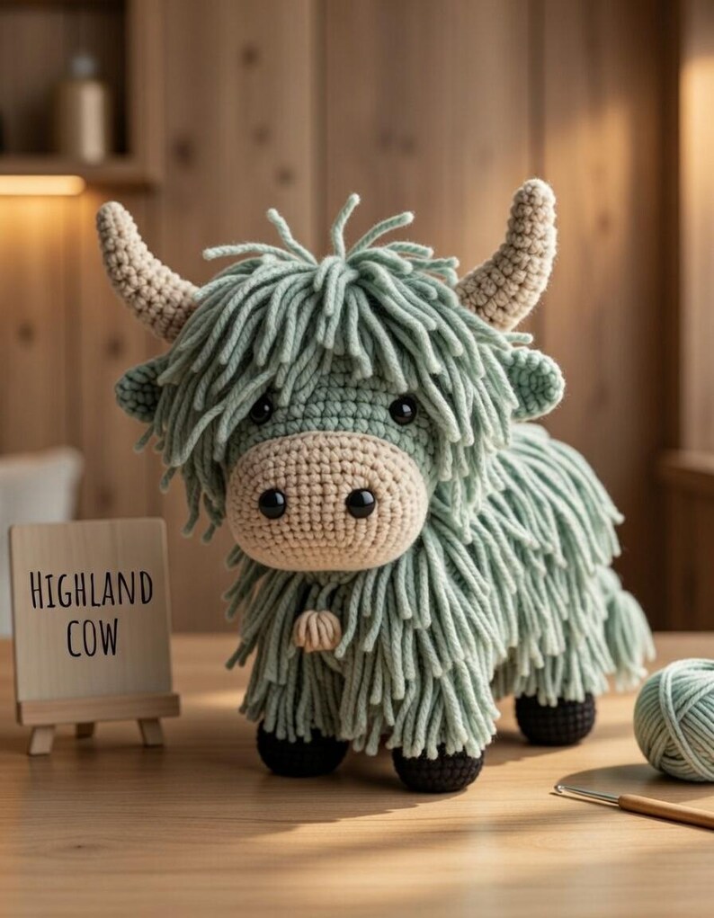 Low Sew - Highland Cow Crochet Pattern – Shaggy Yak Amigurumi PDF, Fur ...