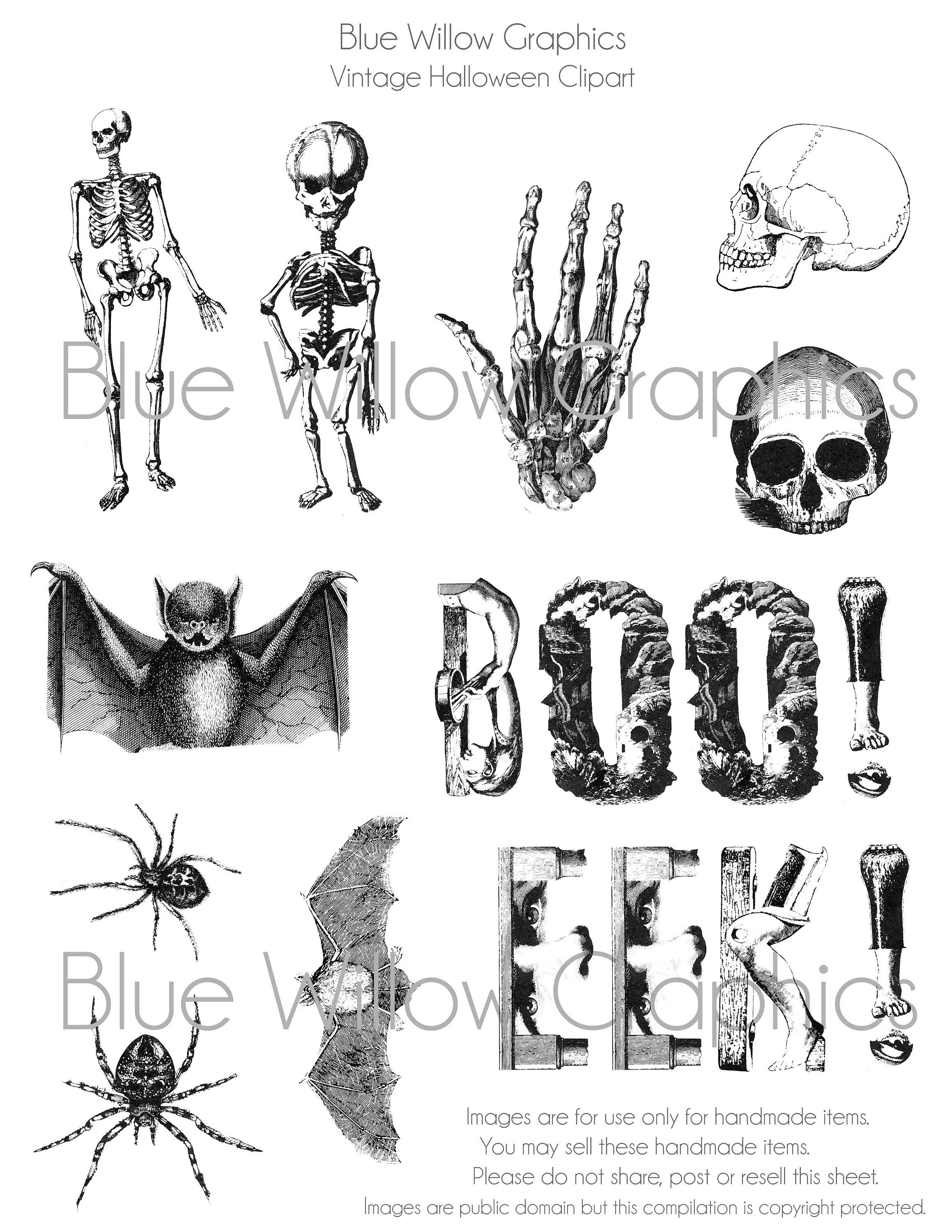 Vintage Black And White Halloween Clipart