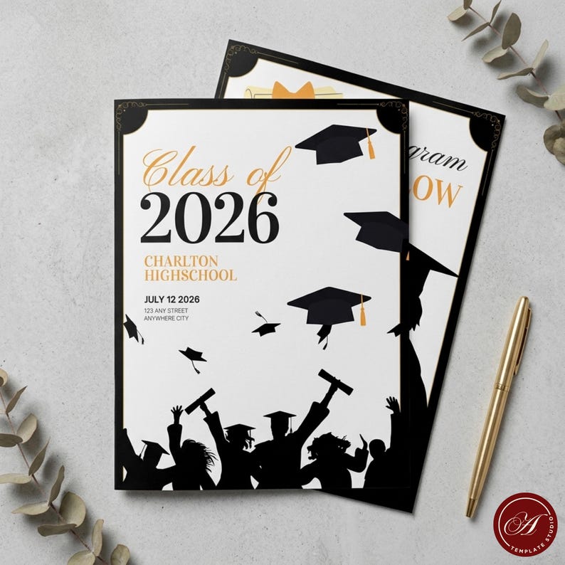 Graduation Template Bundle Class of 2026 Editable Canva Grad Party ...