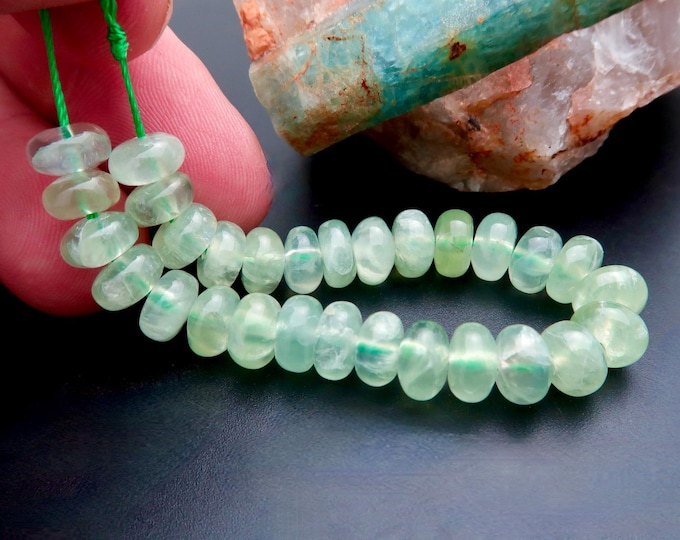 New Rare Smooth Polished Mint Gem Green Prehnite Transparent Beads 5.60 ...