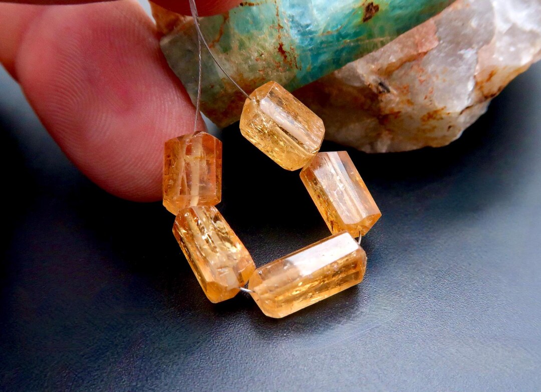 5pc AAAAA High Grade Fancy Faceted Tubes Glowing Orange Brazilian ...